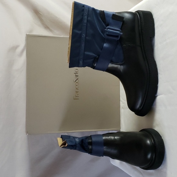 Franco Sarto | Shoes | New Franco Sarto Jan Blue Leather Moto Boot ...